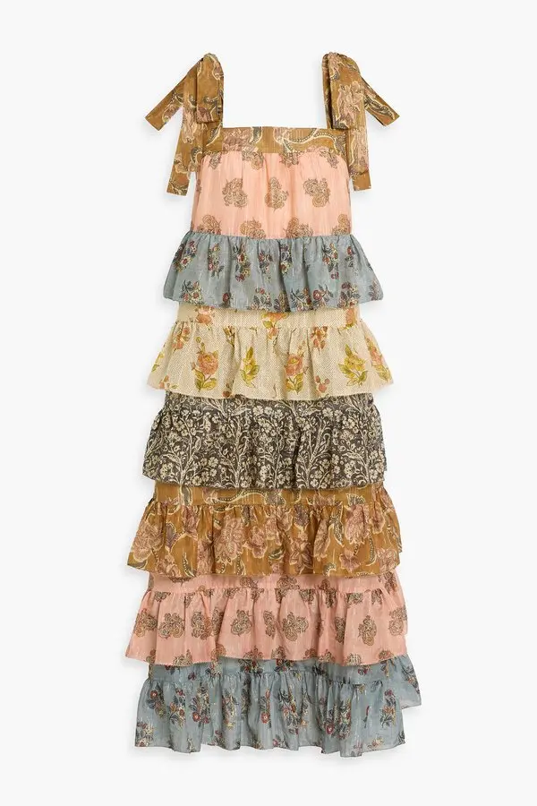 Zimmermann Tiered Printed Cottonblend Voile Midi Dress