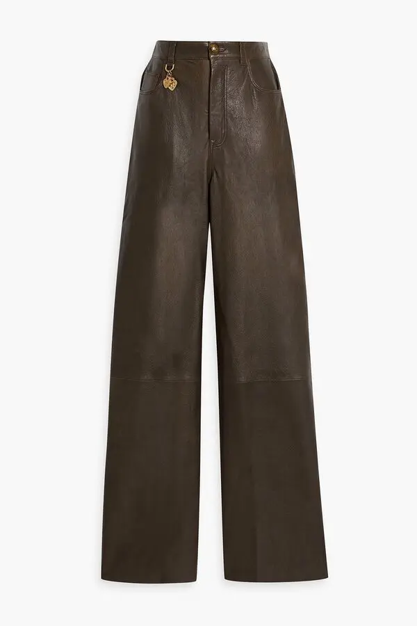 Zimmermann Leather Wide-leg Trousers - Chocolate