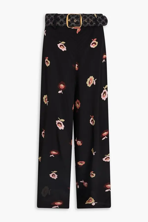 Zimmermann Belted Crepe Wide-leg Pants - Black