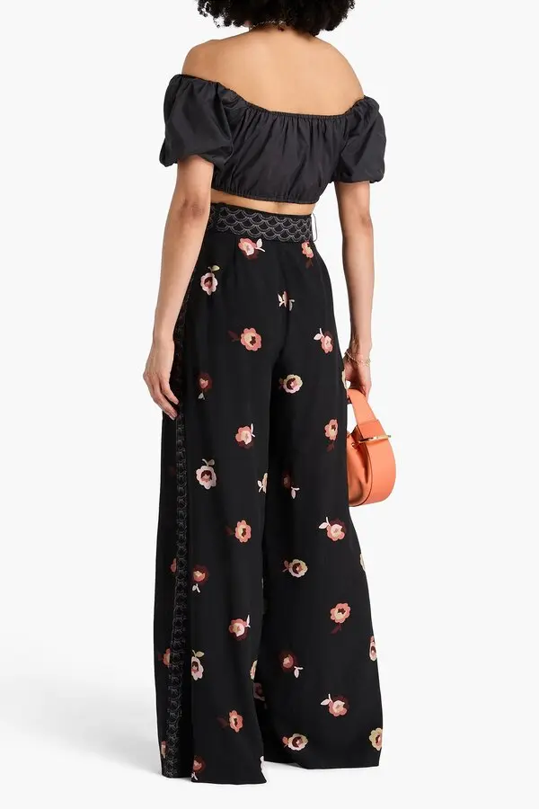 Zimmermann Belted Floral-print Wide-leg Pants