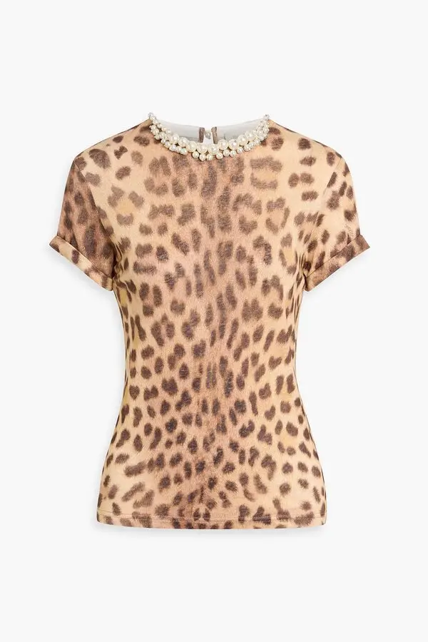 Zimmermann Embellished Leopardprint Linenjersey Tshirt