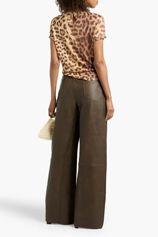 Zimmermann Embellished Leopardprint Linenjersey Tshirt