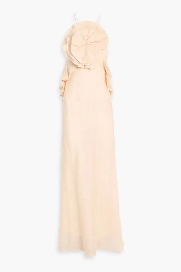 Zimmermann Appliquéd Ruffled Maxi Dress - Peach