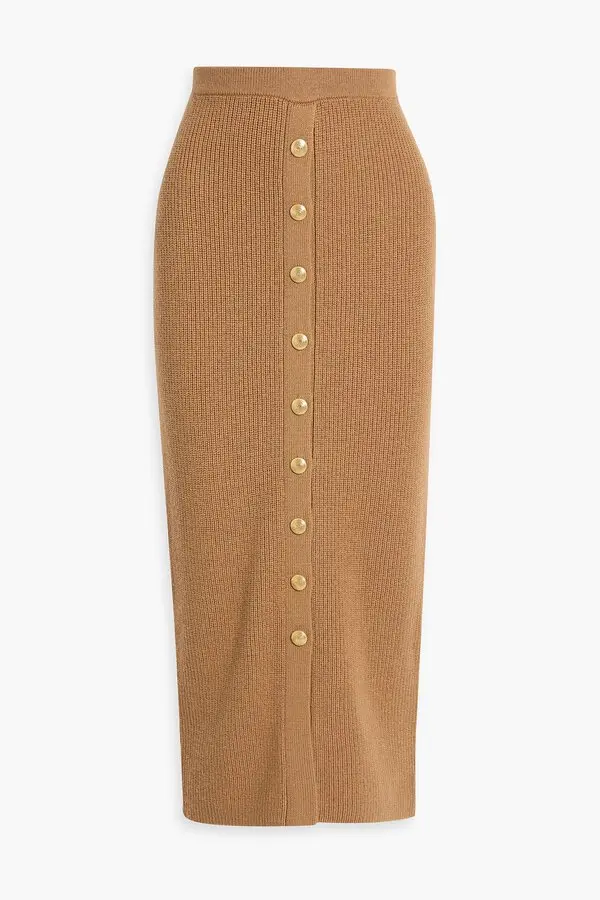Zimmermann Ribbed Wool Midi Pencil Skirt