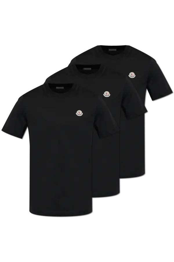Moncler Three-pack Of T-shirts - Black