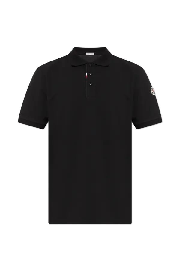 Moncler Polo With Logo Patch - Black