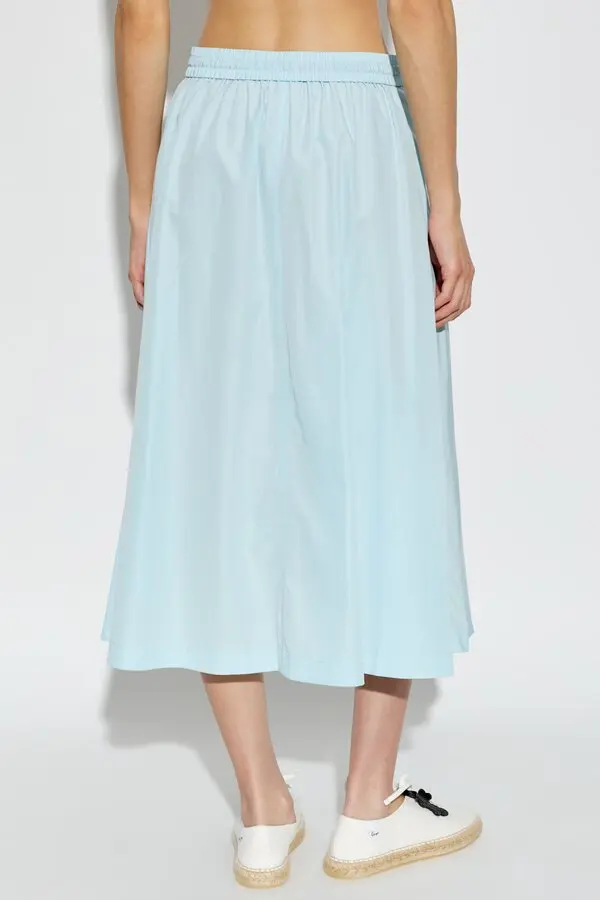 Kenzo Flared Midi Skirt With Logo Patch