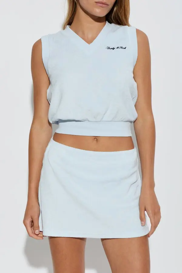 SPORTY & RICH Marine Collection Cotton Knit Vest