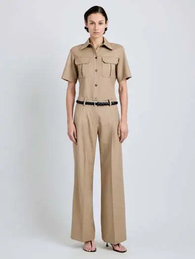 Proenza Schouler Halima High-waisted Pleated Trousers - Khaki