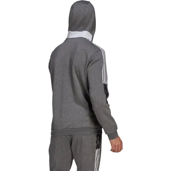 Adidas Logo Hoodie With Stripes - Grey Melange