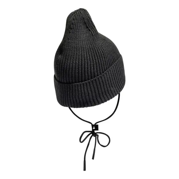 Adidas Ribbed Knit Beanie With Drawstring Tie