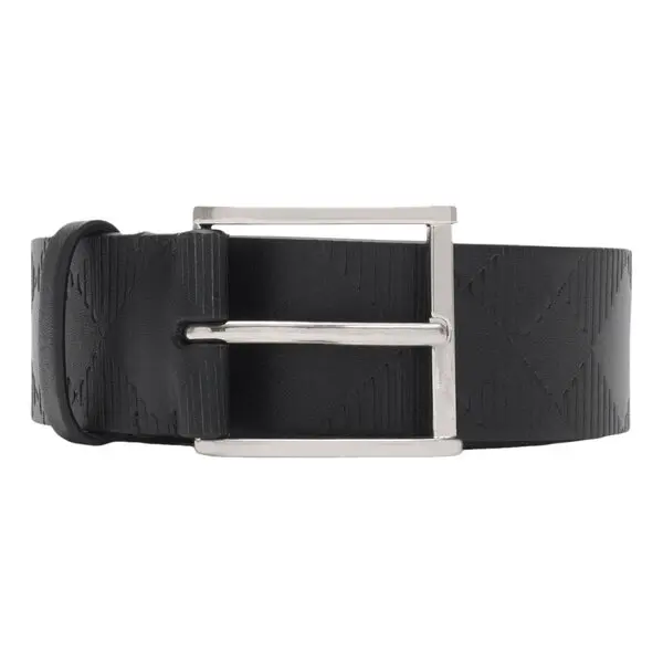Burberry Check Leather Belt - Black