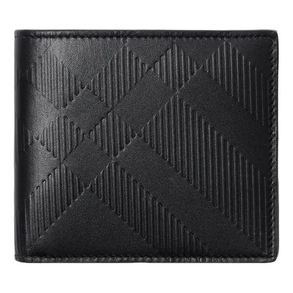 Burberry 26 Embossed Check Bifold Wallet - Black