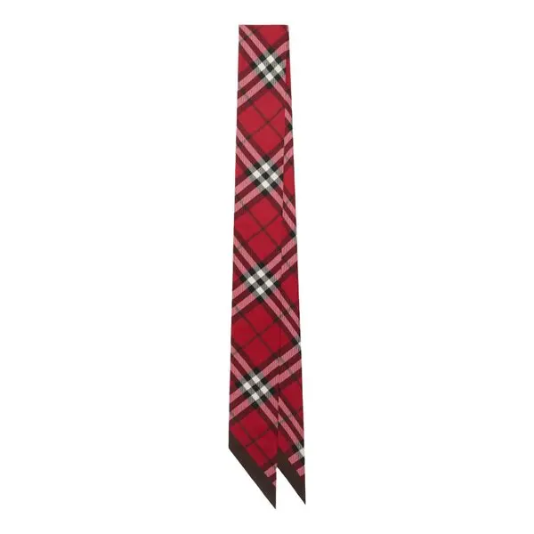 Burberry 25 Checked Silk Scarf - Red