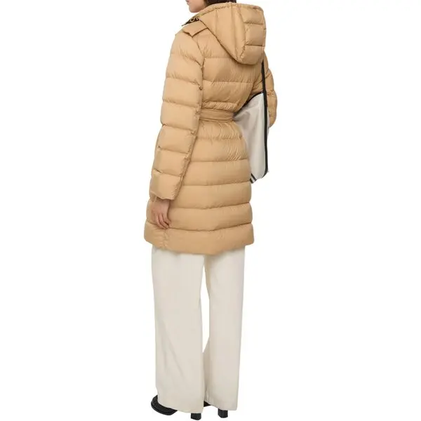 Burberry Double Breasted Belted Hooded Puffer Coat
