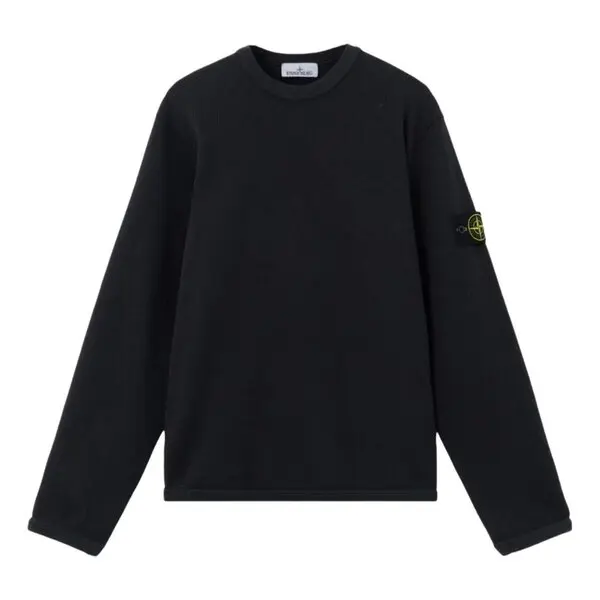 Stone Island Crewneck Sweatshirt With Elasticated Trims - Black