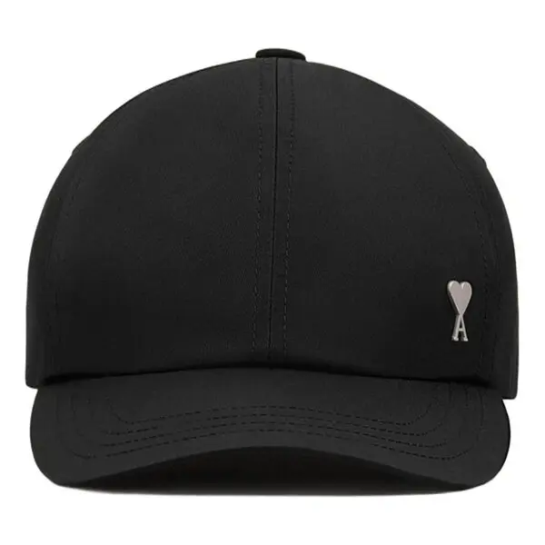 AMI Paris Nylon De Coeur Stud Cap - Black