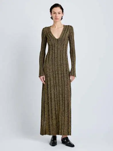 Proenza Schouler Maelle Dress In Drop Needle Tweed - Black Multi
