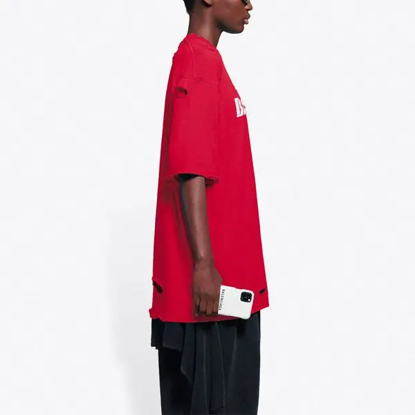Balenciaga Alphabet Printing Pattern Hole Round Neck Short Sleeve