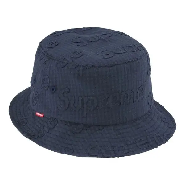Supreme Monogram Gingham Crusher Hat - Navy