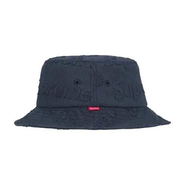 Supreme Monogram Gingham Crusher Hat - Navy