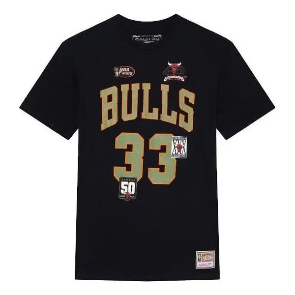 Mitchell & Ness X Nba Chicago Bulls Script T-shirt 'scottie Pippen 33 - Black