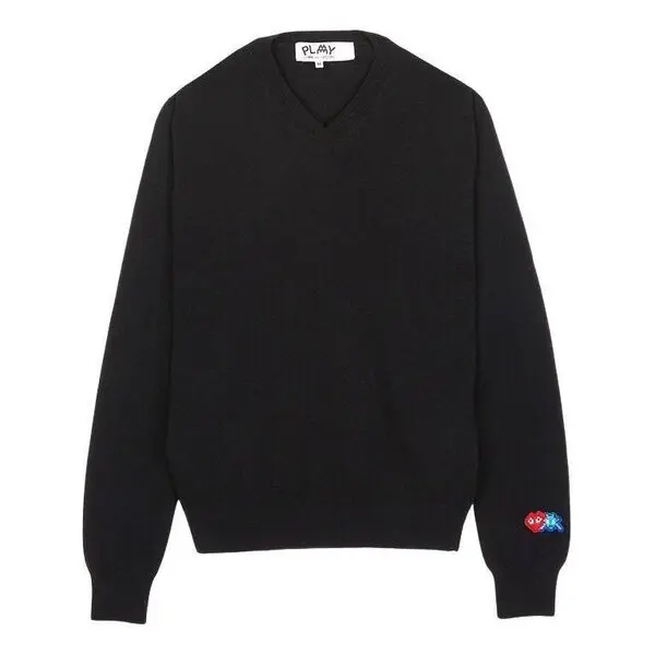 Play Comme Des Garcon X Invader Double Pixel Heart Knitwear - Black