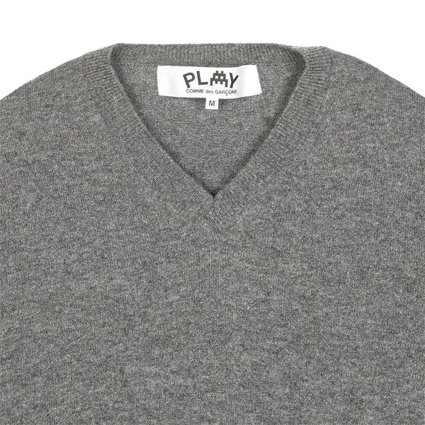 Play Comme Des Garcon Fw25 X Invader Double Pixel Heart Knitwear - Grey