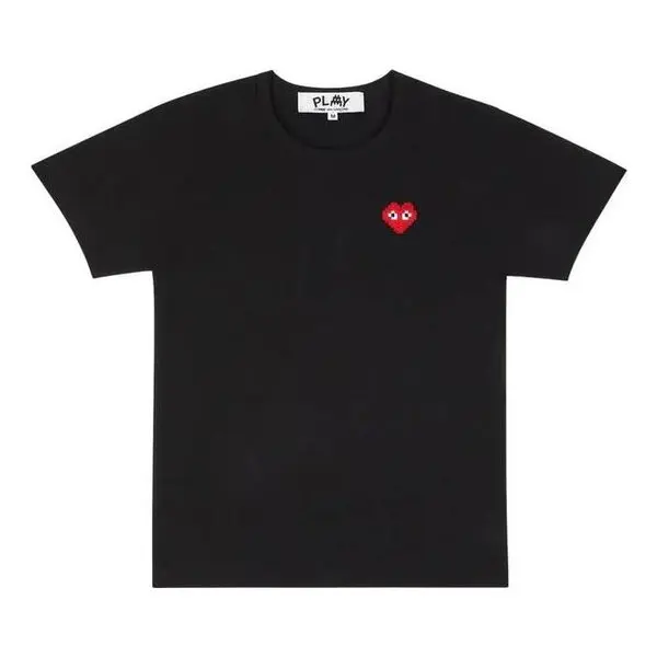 Play Comme Des Garcon Fw25 X Invader Heart T-shirt - Black