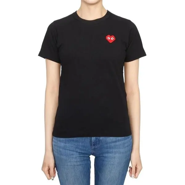 Play Comme Des Garcon Fw25 X Invader Heart T-shirt - Black