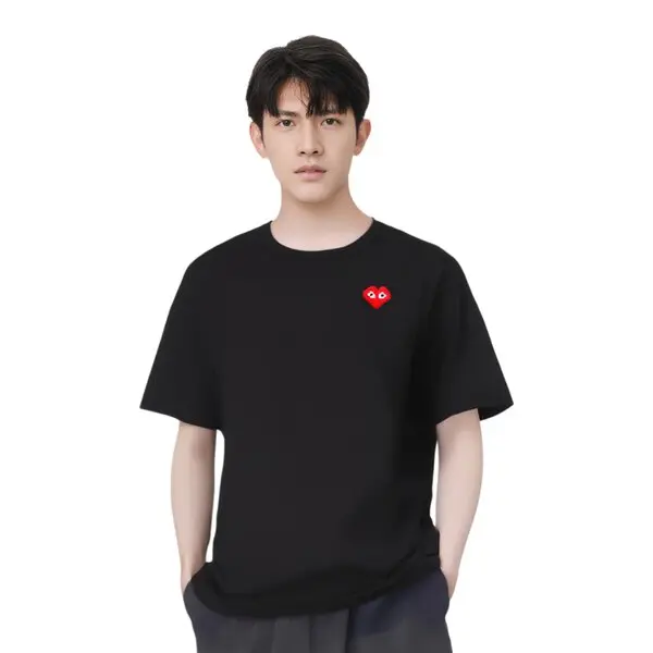 Play Comme Des Garcon Fw25 X Invader Heart T-shirt - Black