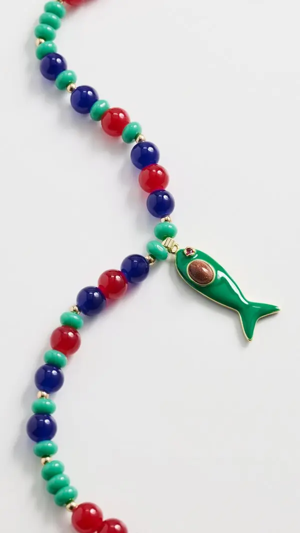 ADINA EDEN Beaded Fish Pendant Necklace