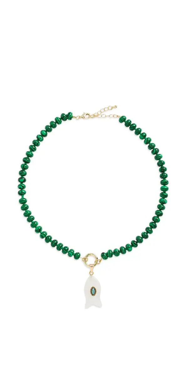 ADINA EDEN Beaded Natural Stone Fish Necklace