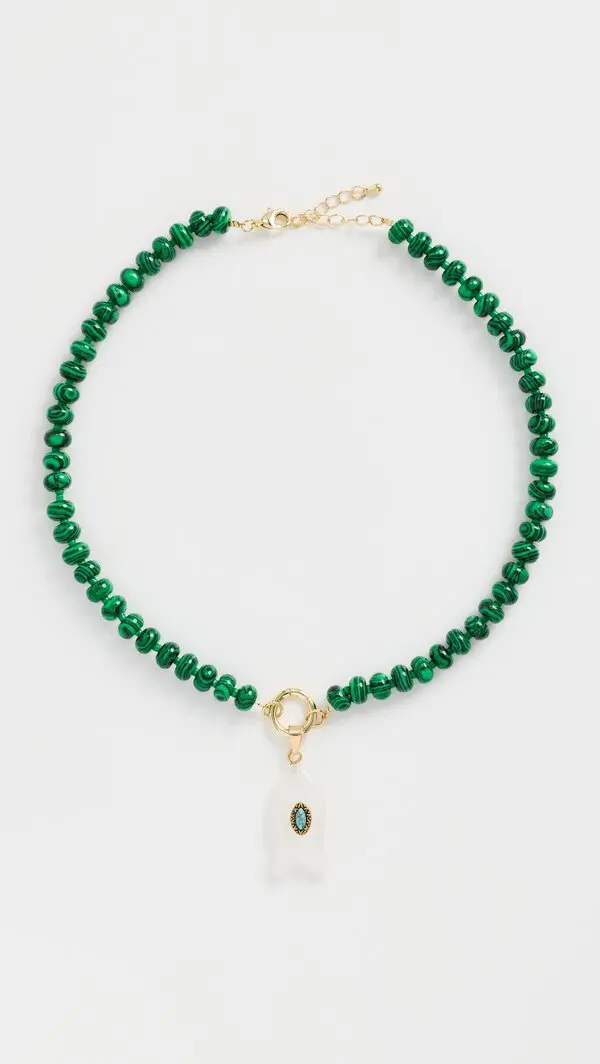 ADINA EDEN Beaded Natural Stone Fish Necklace