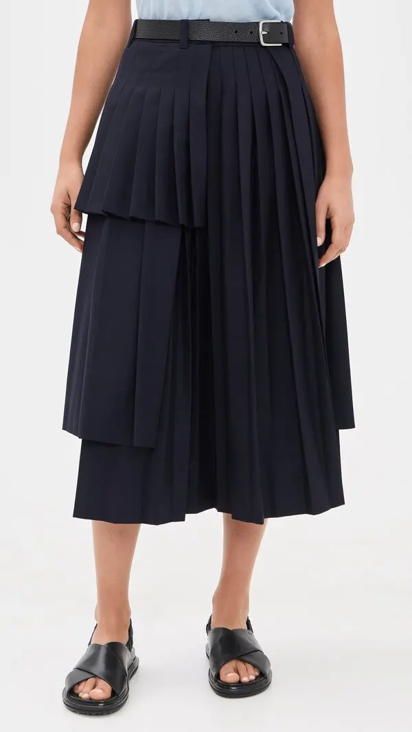 Sea Angelina Suiting Pleated Midi Skirt