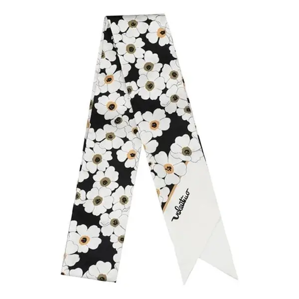 Valentino Garavani Ss26 Floral Silk Bandeau Scarf - Black