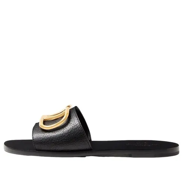 Valentino Garavani Calfskin Point Vlogo Signature Slide Sandal - Black