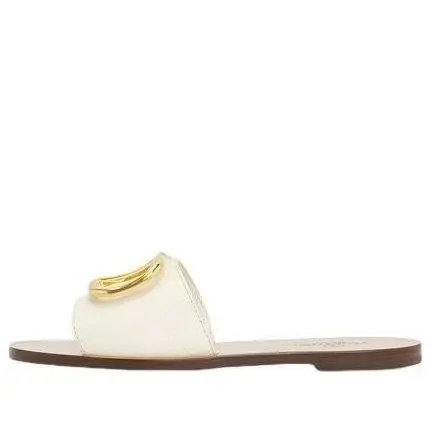 Valentino Garavani Calfskin Point Vlogo Signature Slide - Ivory