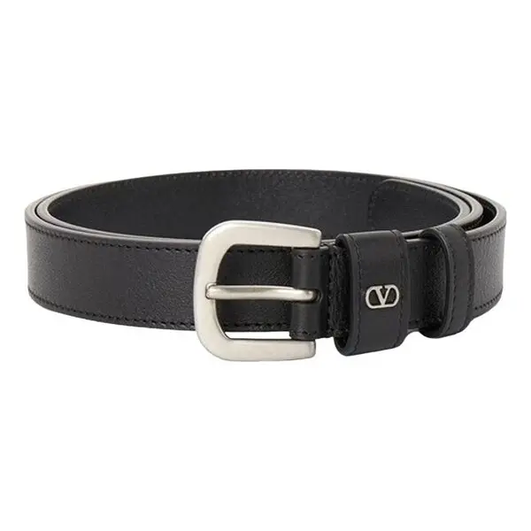 Valentino Garavani V Logo Signature Calfskin Belt - Black