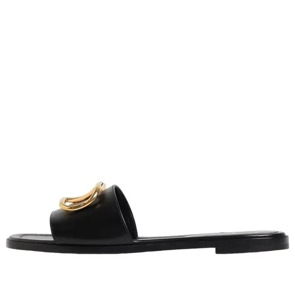 Valentino Garavani V Logo Signature Flat Slides - Black