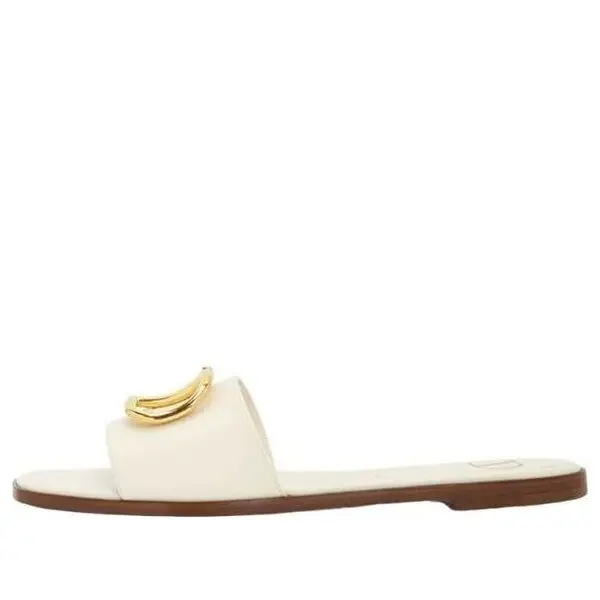 Valentino Garavani V Logo Signature Flat Slides - Ivory