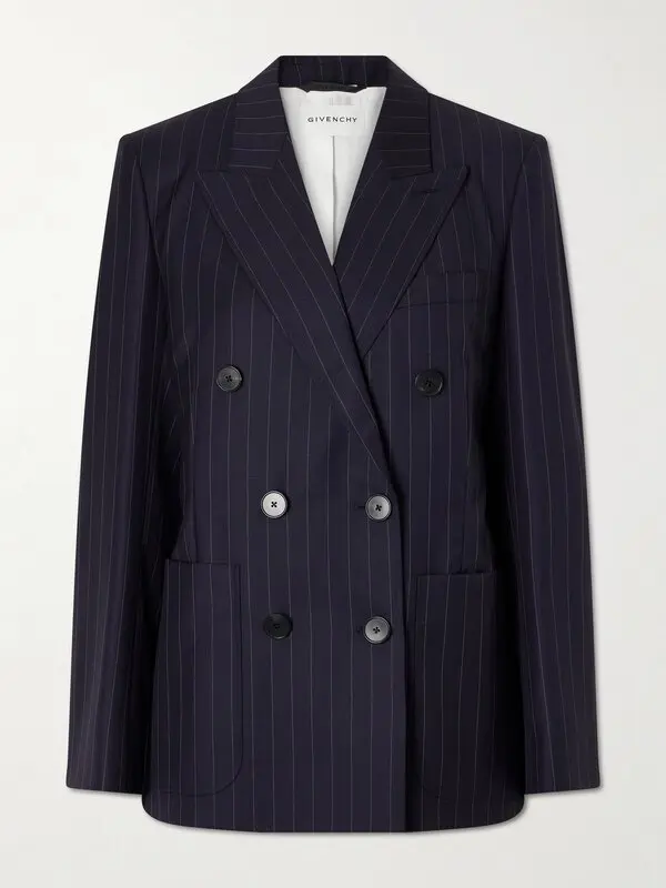 Givenchy Pinstripe Double-breasted Wool Blazer