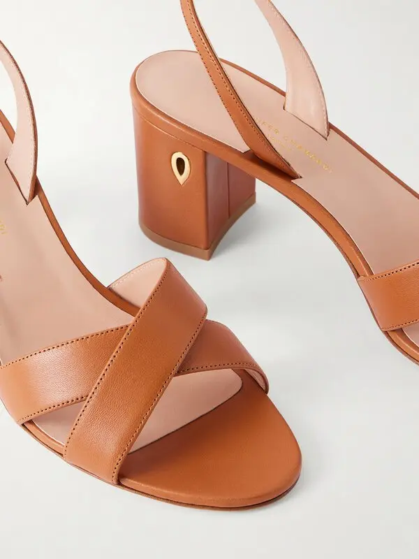 Jennifer Chamandi Leonardo 65 Leather Block Heel Sandals