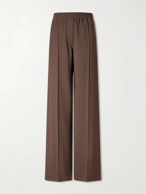 Brunello Cucinelli Wool-blend Wide-leg Pants - Brown