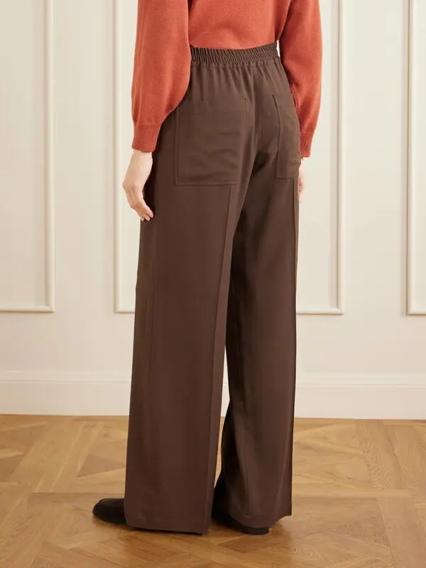 Brunello Cucinelli Wool-blend Wide-leg Pants - Brown