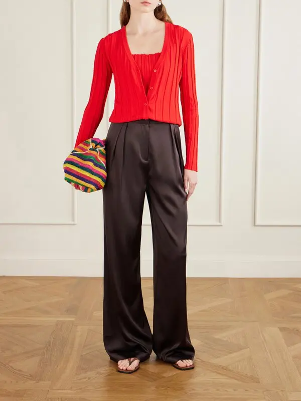 Staud Ezra Ribbed Jersey Cardigan