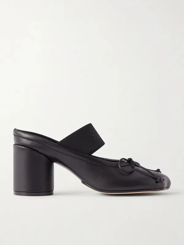 MAISON MARGIELA Bow-detailed Leather Block Heel Mules