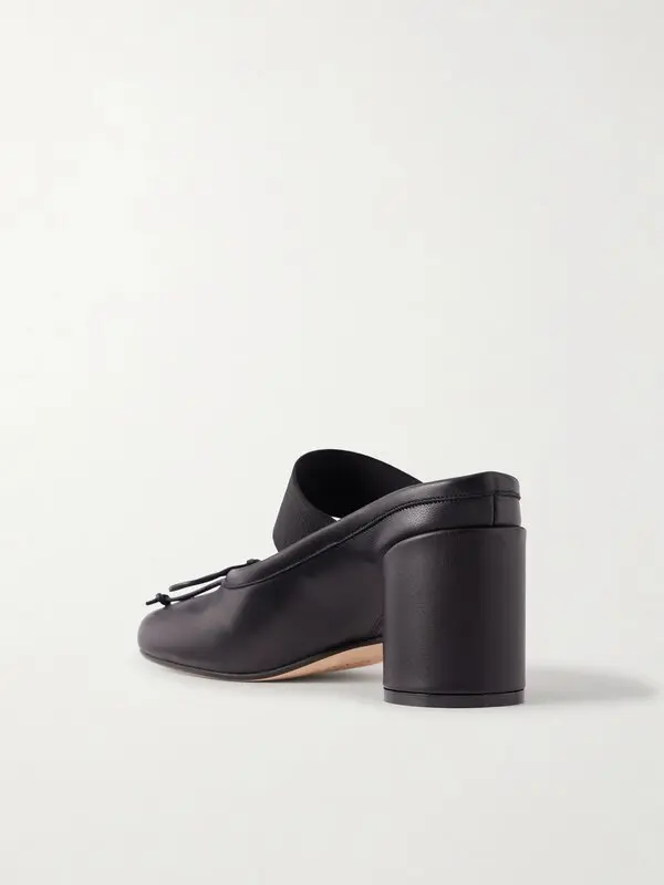 MAISON MARGIELA Bow-detailed Leather Block Heel Mules