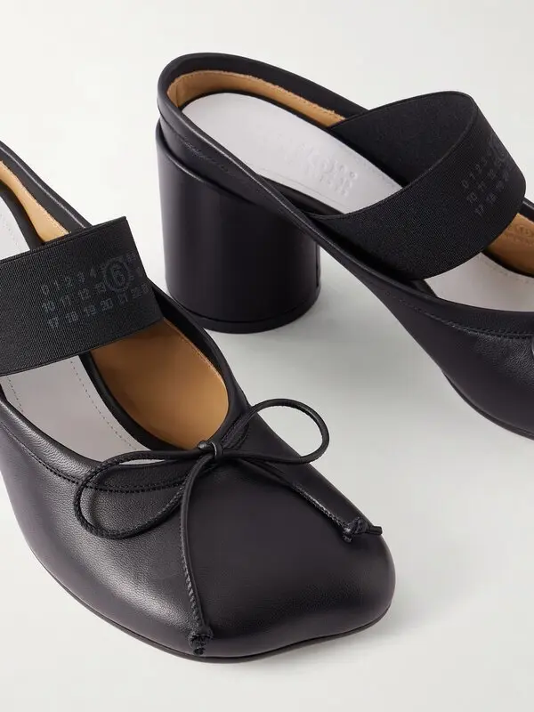 MAISON MARGIELA Bow-detailed Leather Block Heel Mules