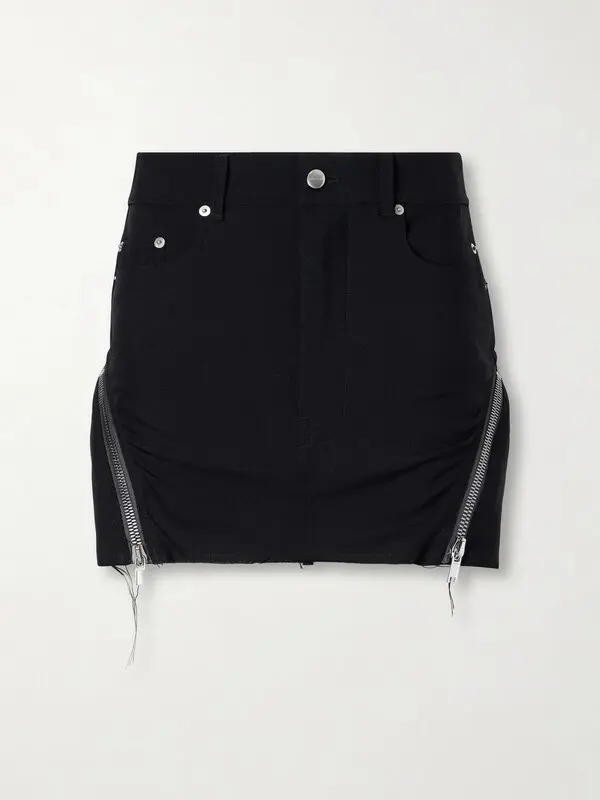 Rick Owens Bolan Banana Frayed Wool Mini Skirt - Black